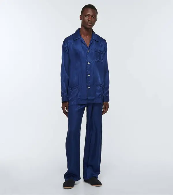 Derek Rose Woburn Striped Silk Pajama Set