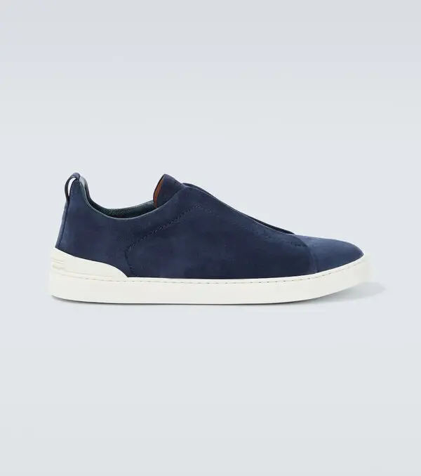 Zegna Triple Stitch Suede Sneakers - Blue