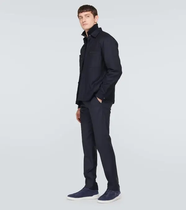 Zegna Triple Stitch Suede Sneakers - Blue