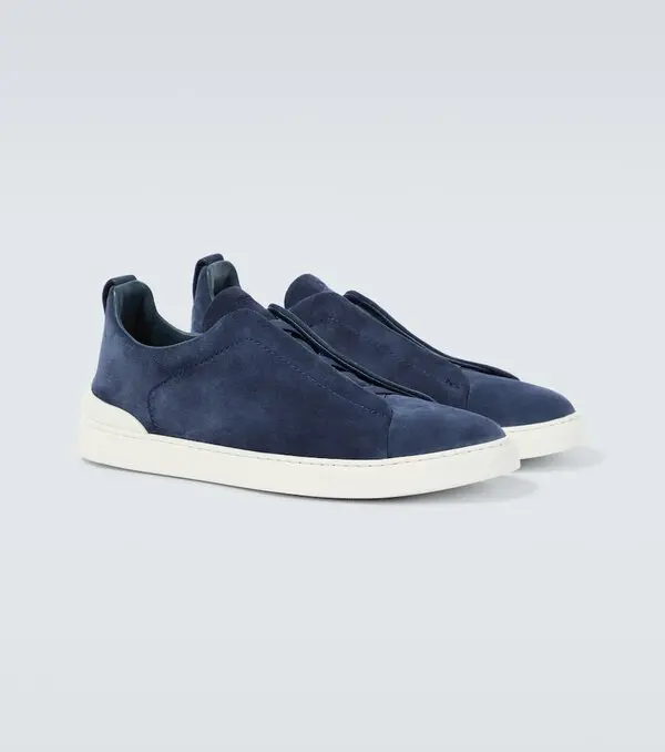 Zegna Triple Stitch Suede Sneakers - Blue