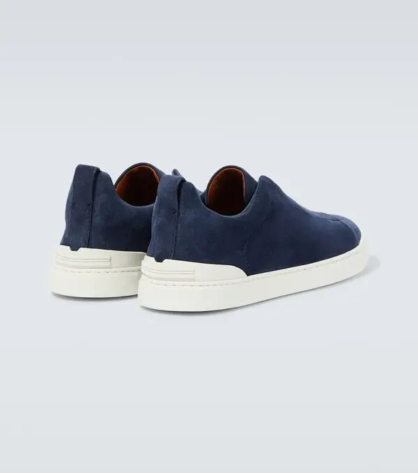 Zegna Triple Stitch Suede Sneakers - Blue