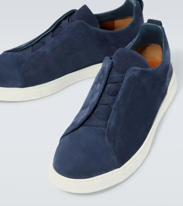 Zegna Triple Stitch Suede Sneakers - Blue