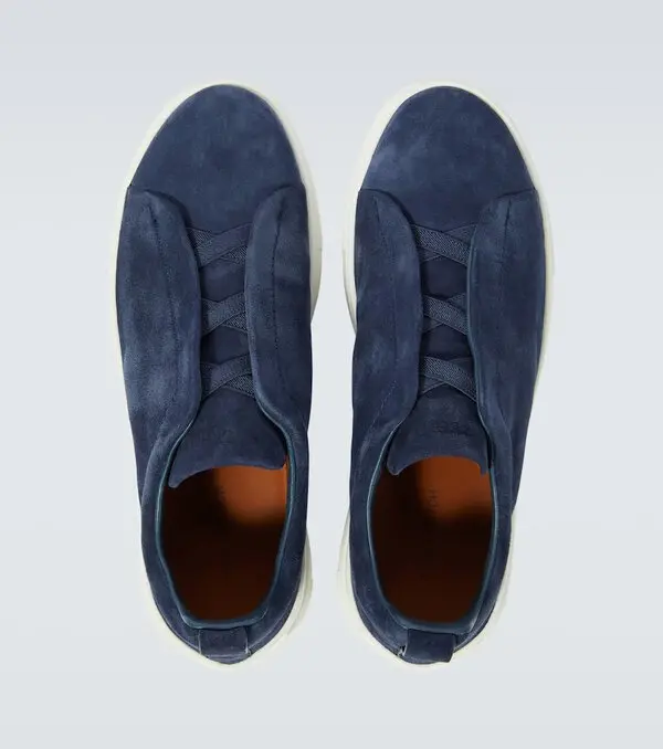 Zegna Triple Stitch Suede Sneakers - Blue