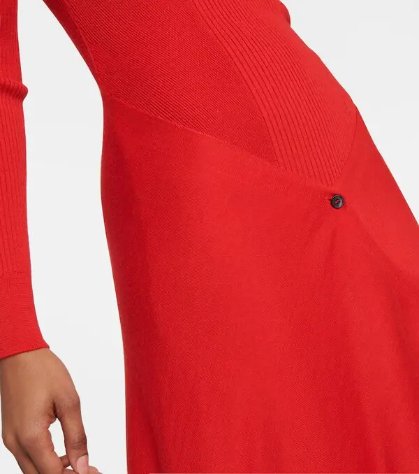Alaïa Cashmere And Silk Midi Dress In Cerise