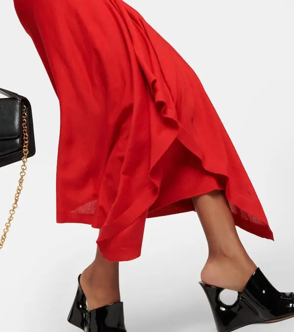 Alaïa Cashmere And Silk Midi Dress In Cerise