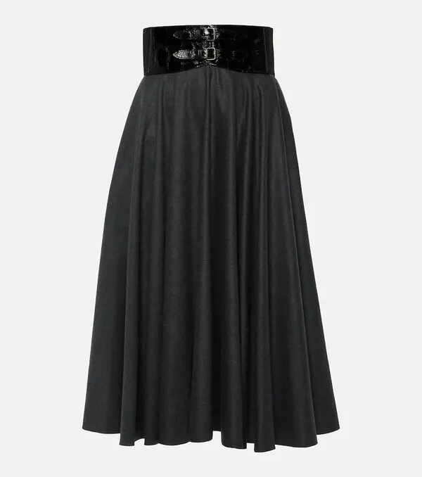 Alaïa High-rise Virgin Wool Midi Skirt
