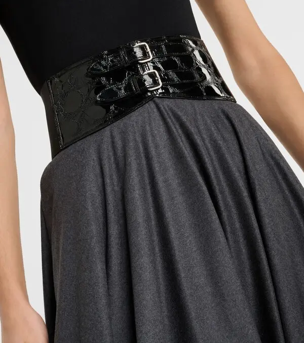 Alaïa High-rise Virgin Wool Midi Skirt