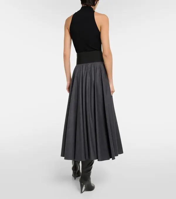 Alaïa High-rise Virgin Wool Midi Skirt