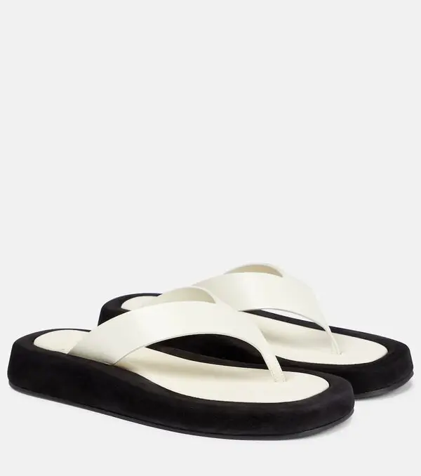 THE ROW Ginza Leather And Suede Thong Sandals