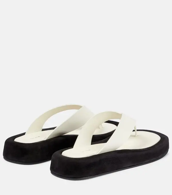 THE ROW Ginza Leather And Suede Thong Sandals
