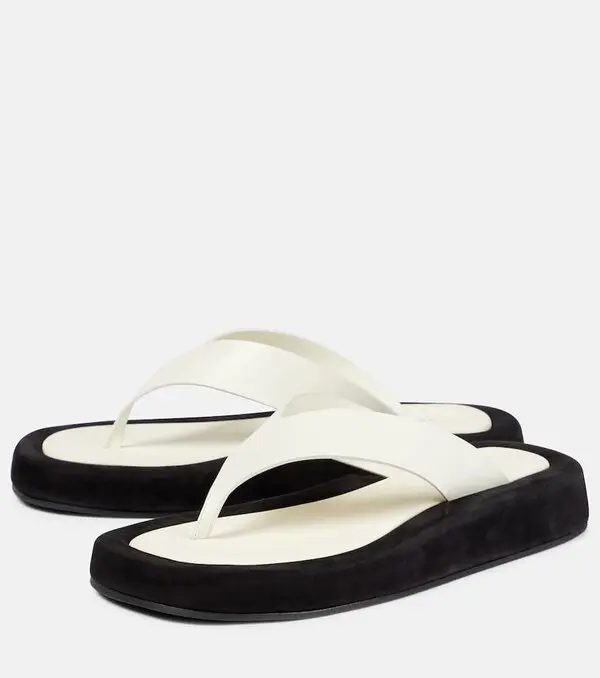 THE ROW Ginza Leather And Suede Thong Sandals