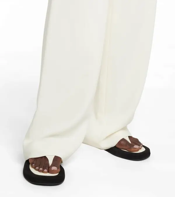 THE ROW Ginza Leather And Suede Thong Sandals