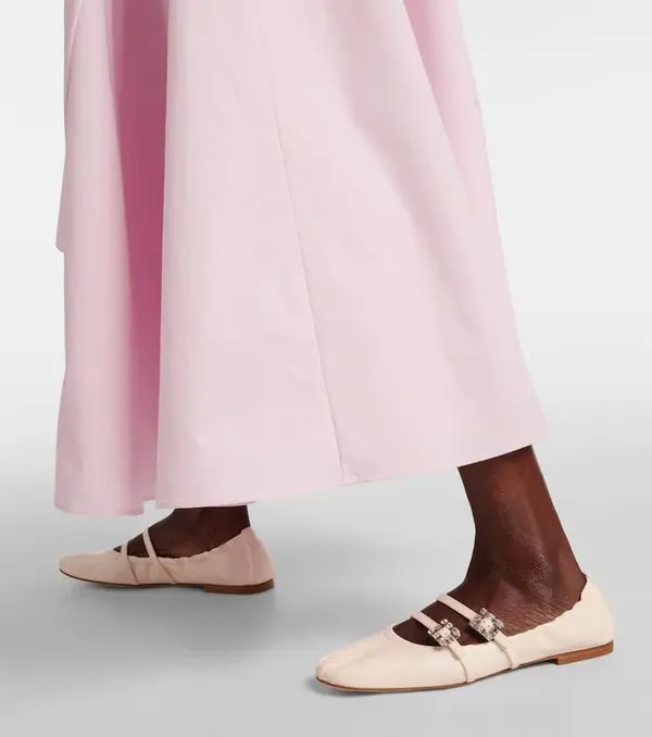 ROGER VIVIER Embellished Leather Ballet Flats - White