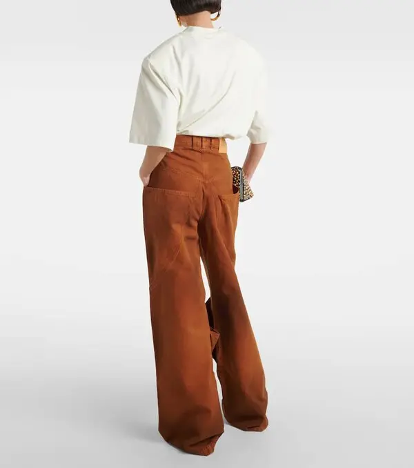 Attico Wide-leg Cotton Jeans - Brown