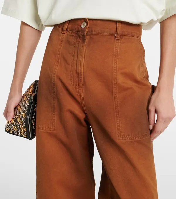 Attico Wide-leg Cotton Jeans - Brown