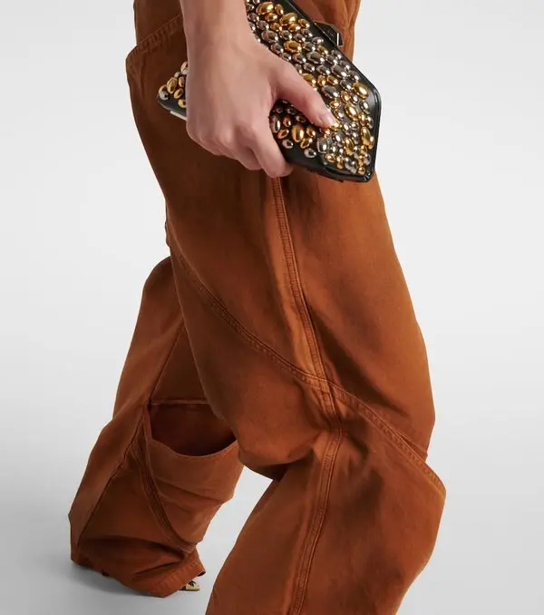 Attico Wide-leg Cotton Jeans - Brown