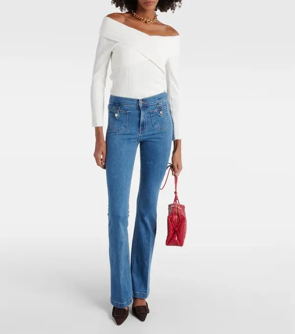 Veronica Beard Yesenia Ribbed-knit Off-shoulder Top