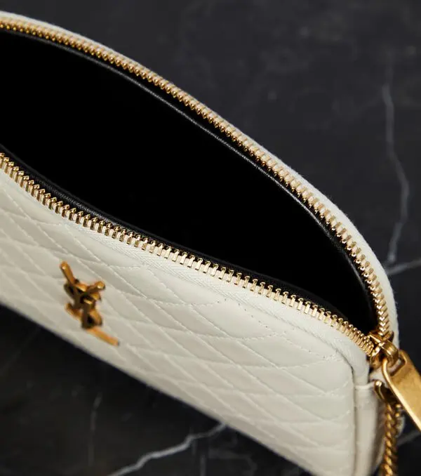 Saint Laurent Gaby Small Quilted Leather Shoulder Bag - White