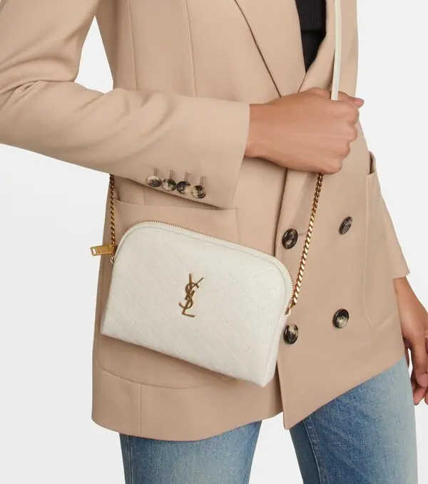 Saint Laurent Gaby Small Quilted Leather Shoulder Bag - White
