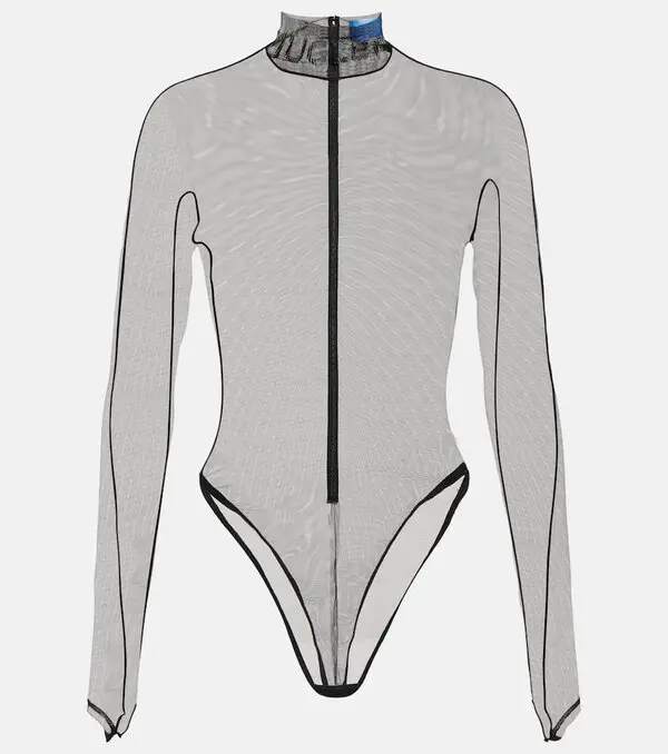 MUGLER Mesh Bodysuit - Black