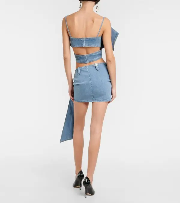 Blumarine Bow-detailed Denim Miniskirt
