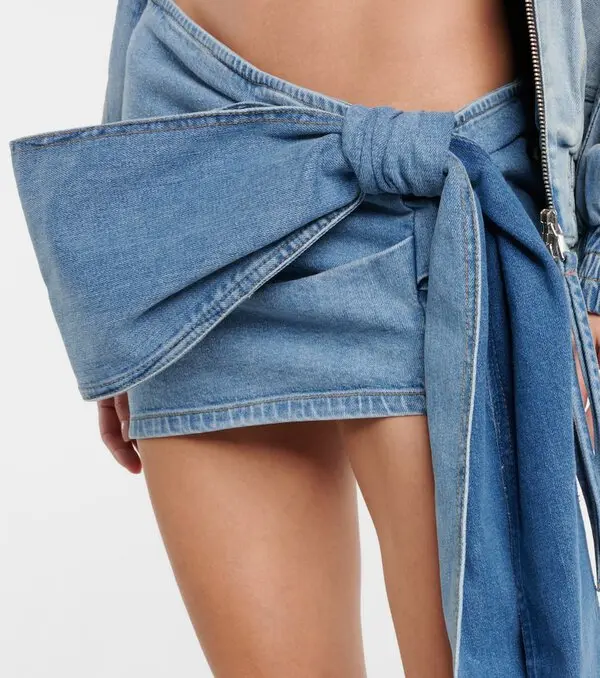 Blumarine Bow-detailed Denim Miniskirt