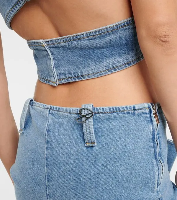 Blumarine Bow-detailed Denim Miniskirt