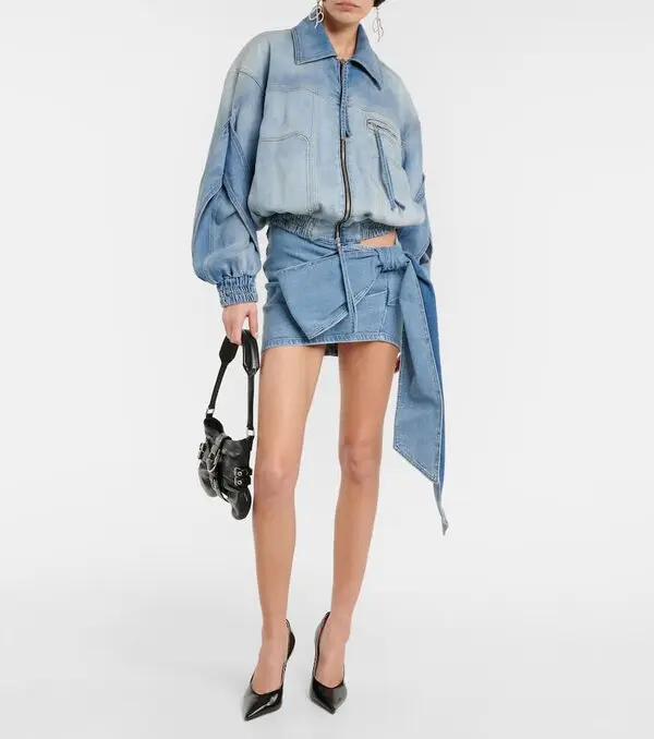 Blumarine Bow-detailed Denim Miniskirt
