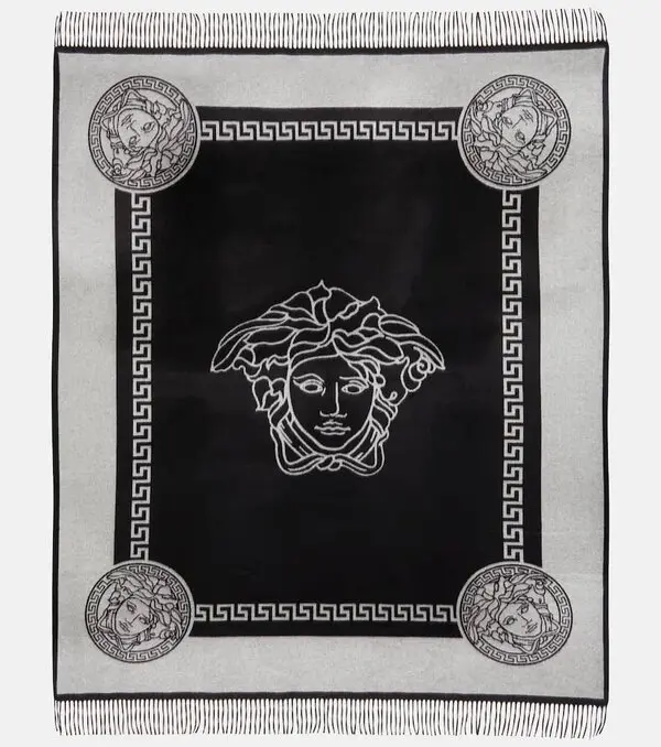 Versace Greca Key And Medusa Blanket - Black