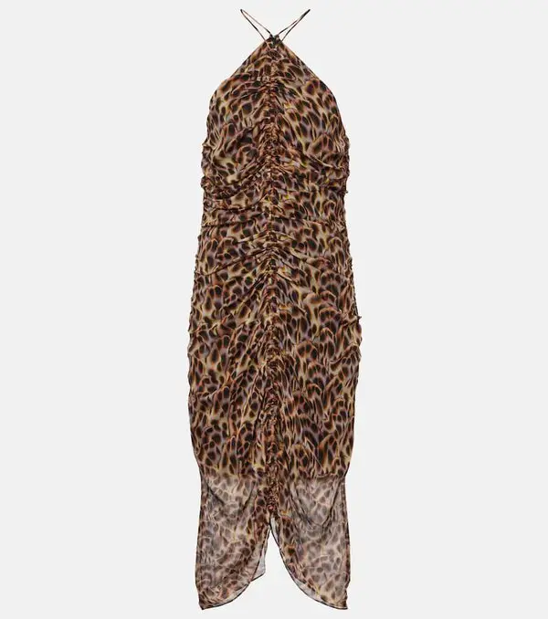 MARANT ETOILE Valdi Printed Halterneck Midi Dress - Multicoloured