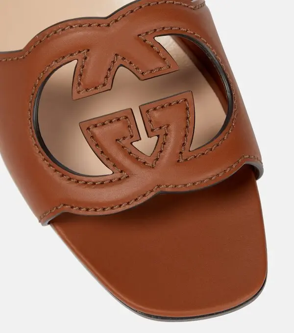 Gucci Interlocking G Cutout Leather Sandals