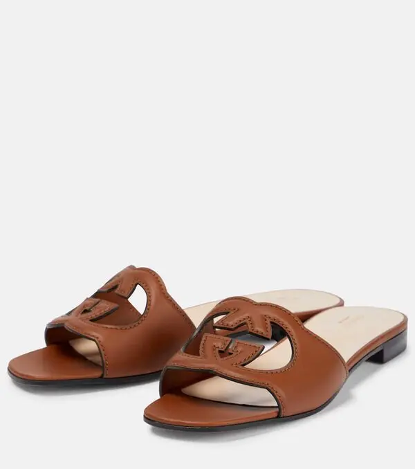 Gucci Interlocking G Cutout Leather Sandals