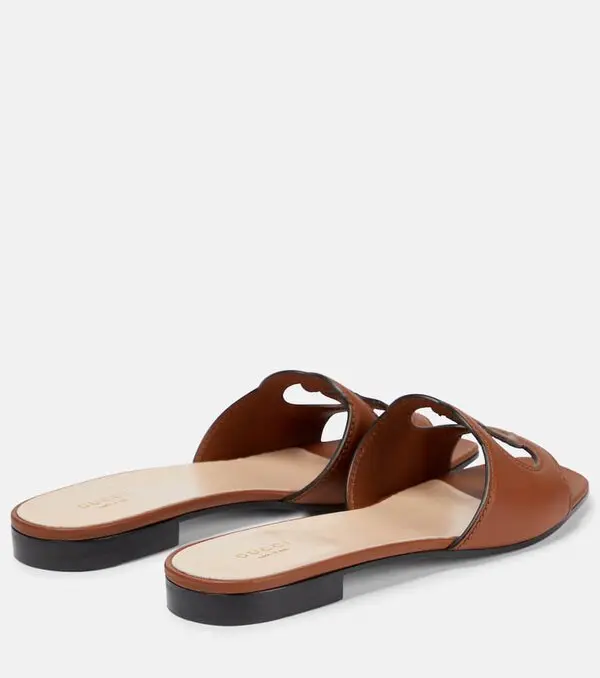 Gucci Interlocking G Cutout Leather Sandals