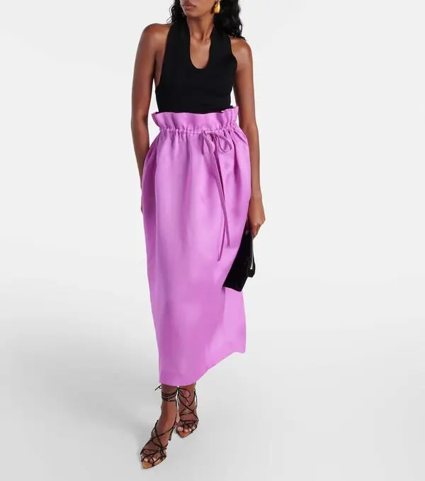 Khaite Ember Silk Gazar Midi Skirt