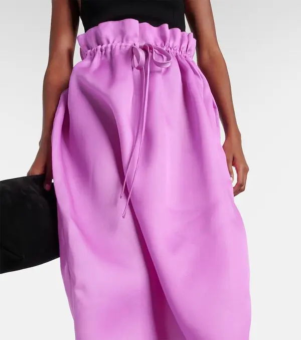 Khaite Ember Silk Gazar Midi Skirt