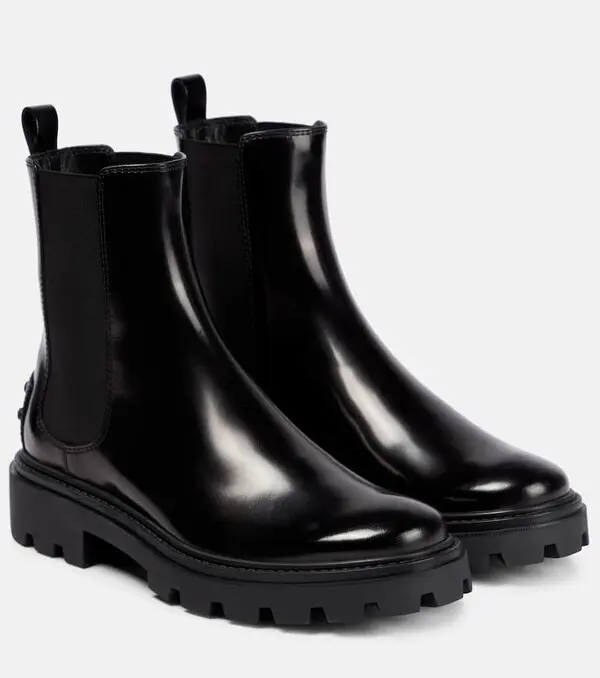 TOD'S Patent Leather Chelsea Boots - Black