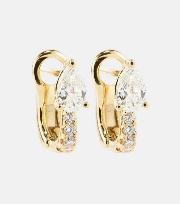 ANITA KO 18kt Yellow Huggie Earrings With Diamonds - Gold