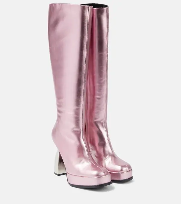 NODALETO Angel Metallic Leather Knee-high Boots