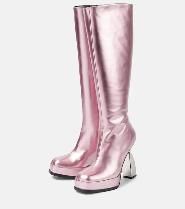 NODALETO Angel Metallic Leather Knee-high Boots