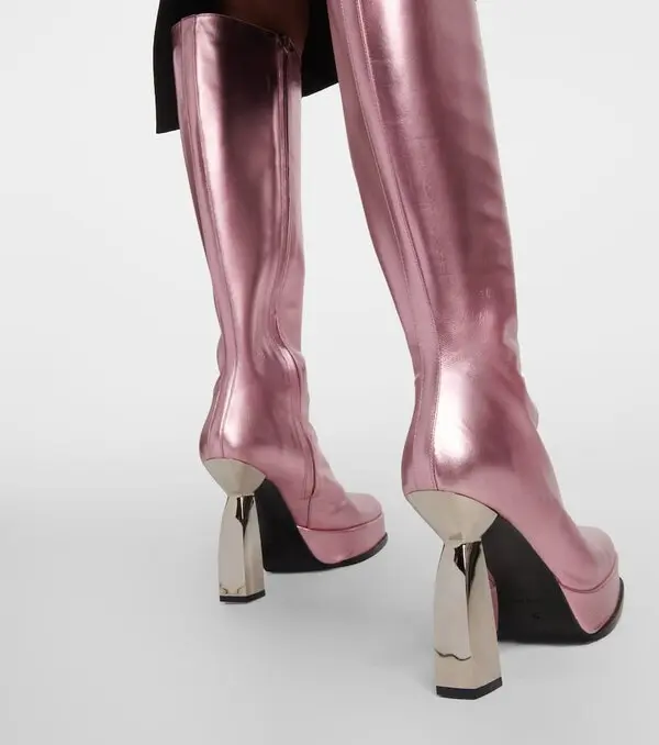 NODALETO Angel Metallic Leather Knee-high Boots