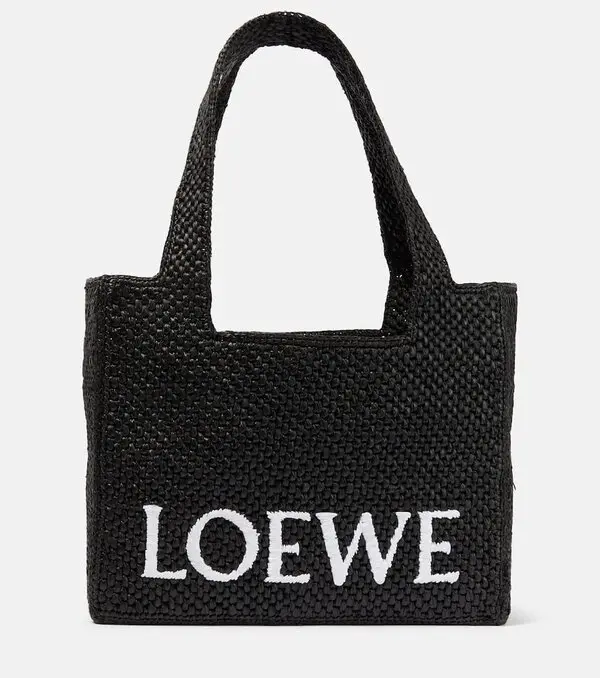 Loewe Medium Raffia Tote Bag - Black