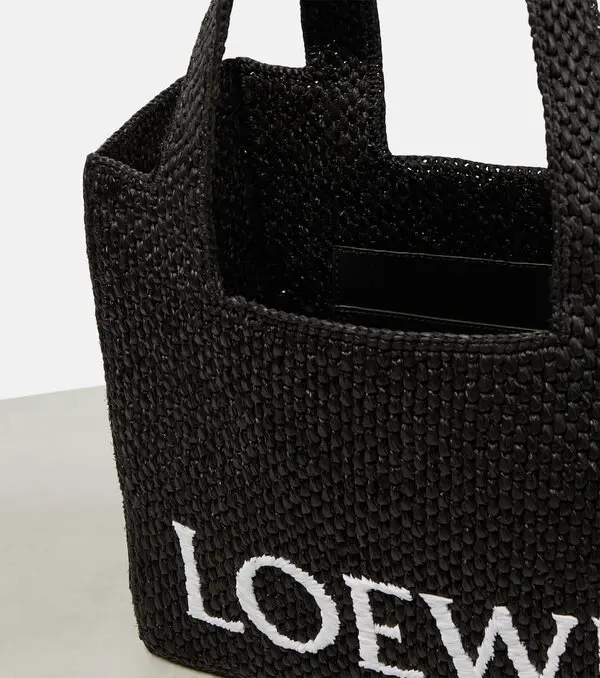 Loewe Medium Raffia Tote Bag - Black