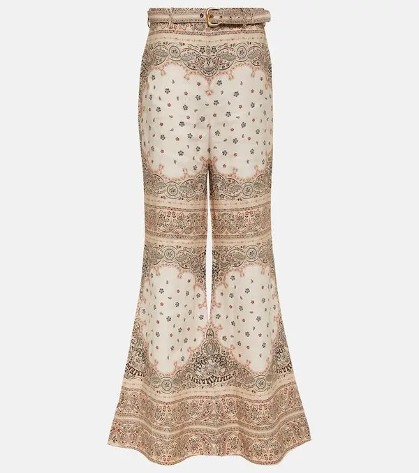 Zimmermann Printed High-rise Wide-leg Linen Pants
