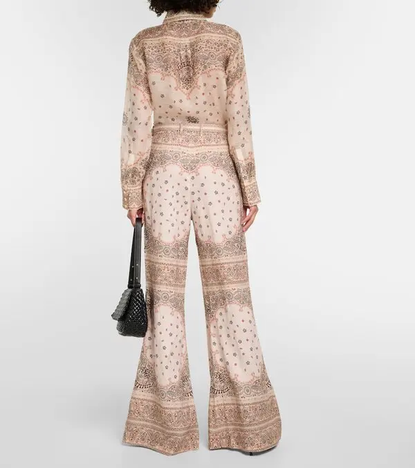 Zimmermann Printed High-rise Wide-leg Linen Pants