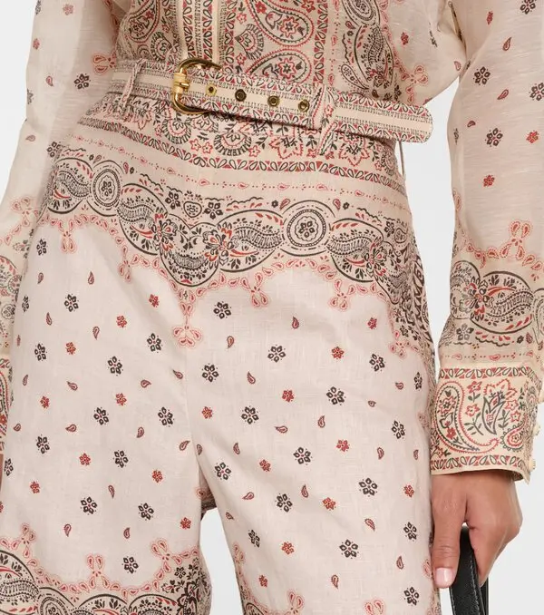 Zimmermann Printed High-rise Wide-leg Linen Pants
