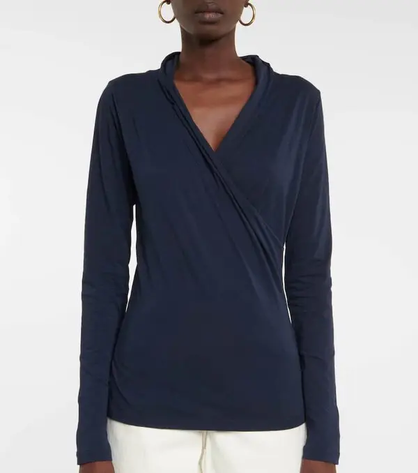 Velvet By Graham & Spencer Meri Cotton Wrap Top - Blue