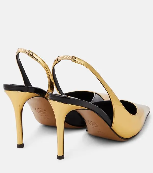 Alexandre Vauthier Metallic Faux Leather Slingback Pumps