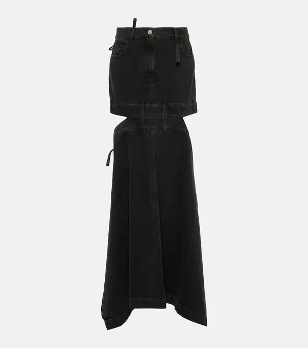 Attico Deconstructed Denim Maxi Skirt