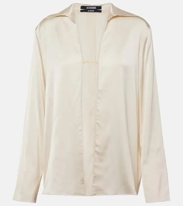 Jacquemus La Chemise Notte Satin Top - White