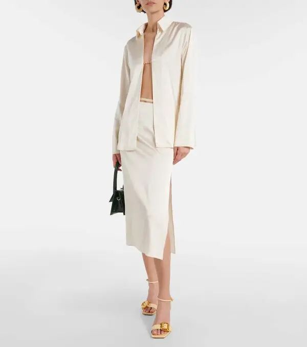 Jacquemus La Chemise Notte Satin Top - White
